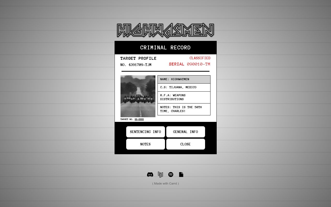 Highwaymen (un)Official Carrd